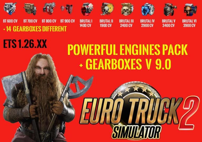 PACK POWERFUL ENGINES + GEARBOXES V9.0 FOR 1.26.X TUNING MOD - ETS2 Mod ...