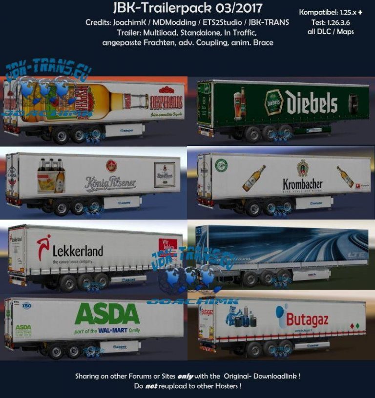 JBK TRAILER PACK 03/2017 V1 TRAILERS - ETS2 Mod Download