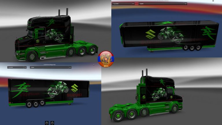SCANIA T (RJL) & TRAILER AERO DYNAMIC SUZUKI STYLE COMBO SKIN PACKS ...