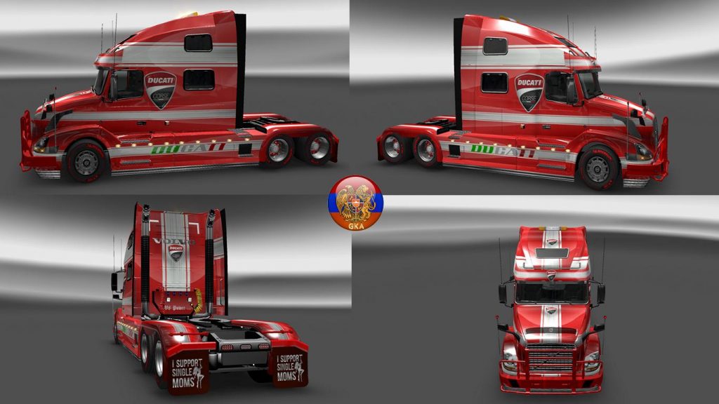 VOLVO VNL780 & TRAILER AERO DYNAMIC DUCATI STYLE COMBO SKIN PACKS V2 ...
