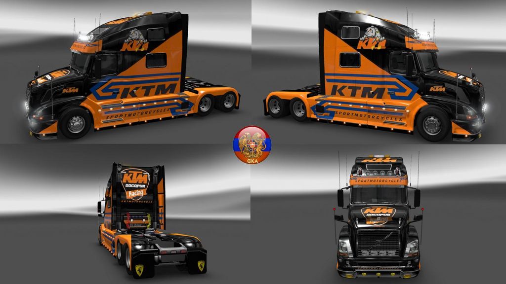 VOLVO VNL780&TRAILER AERO DYNAMIC KTM RACING COMBO SKIN PACKS ETS2 ...