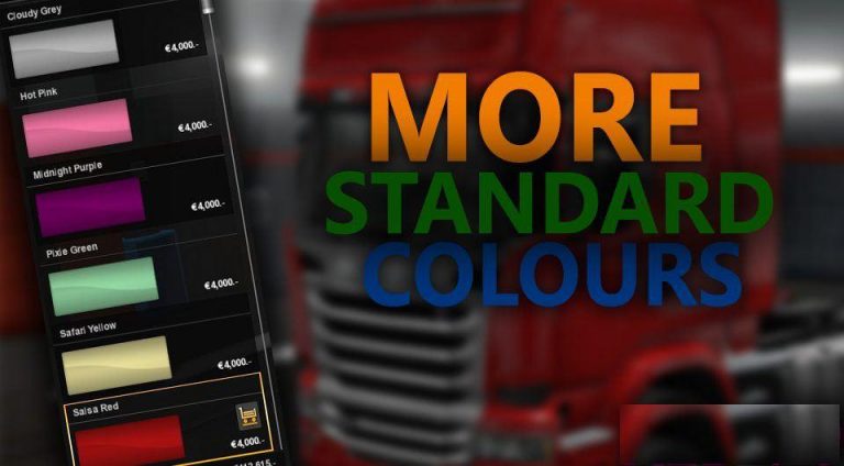 MORE STANDARD COLOURS MOD V1.0 ETS2 - ETS2 Mod Download