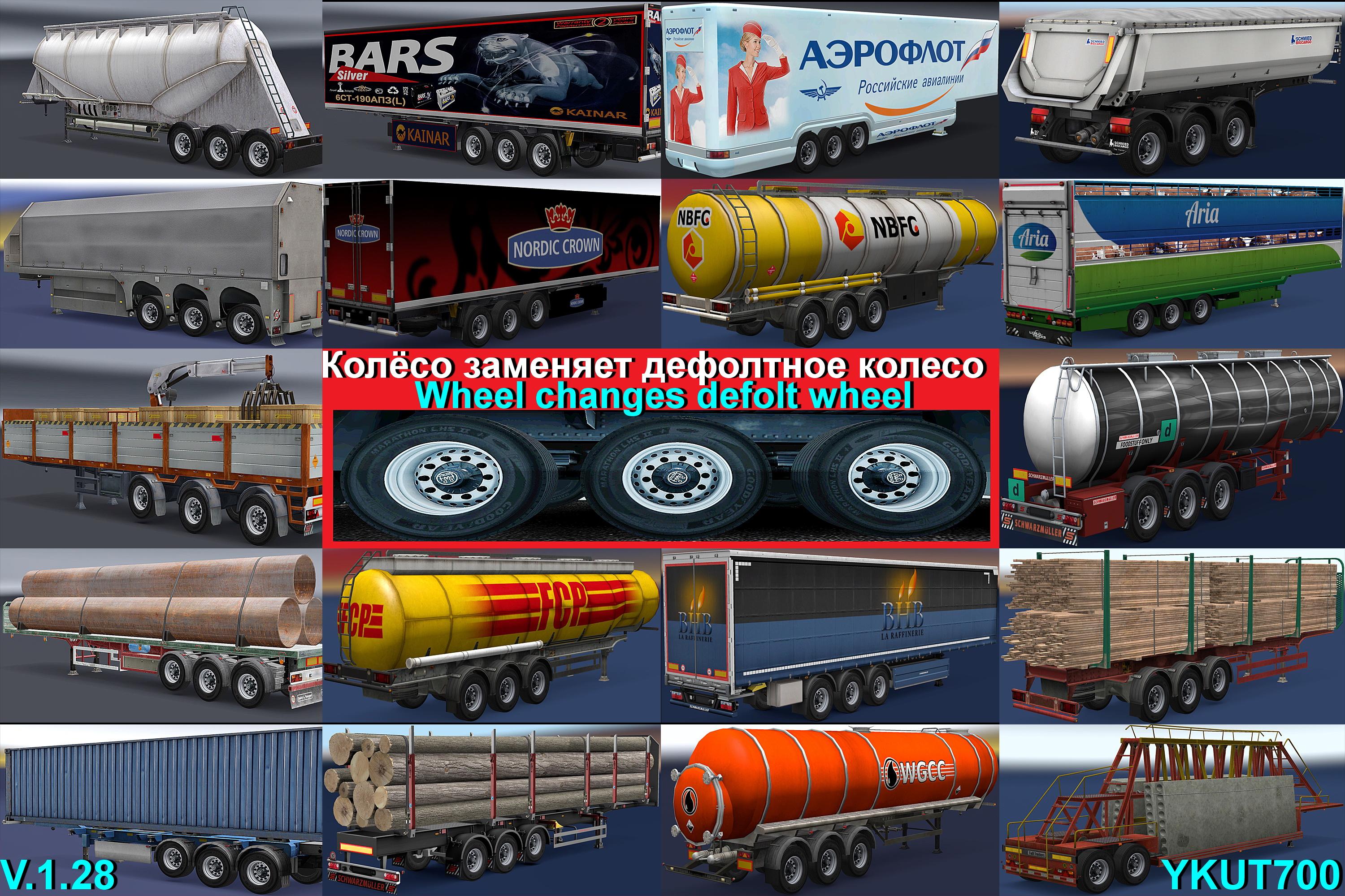 WHEEL СHANGES DEFAULT WHEEL ON TRAILER V1.0 TUNING MOD - ETS2 Mod Download