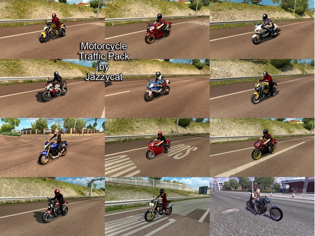 MOTORCYCLE TRAFFIC PACK BY JAZZYCAT V1.1 ETS2 - ETS2 Mod Download