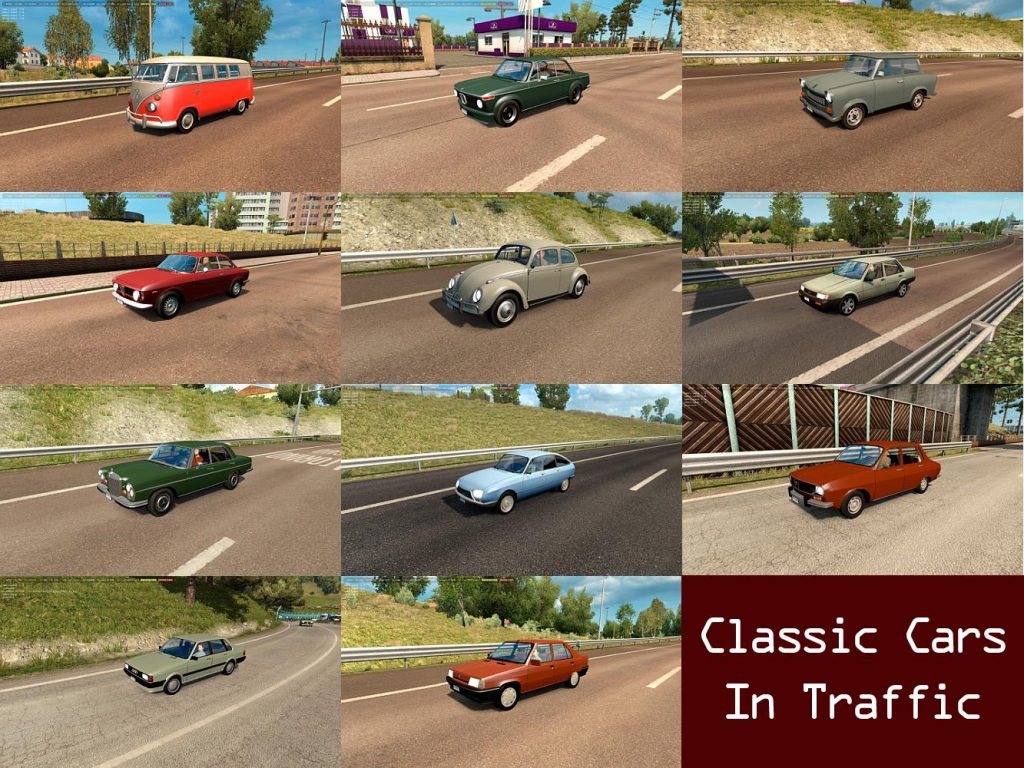 CLASSIC CARS TRAFFIC PACK BY TRAFFICMANIAC V1.2 MOD - ETS2 Mod Download