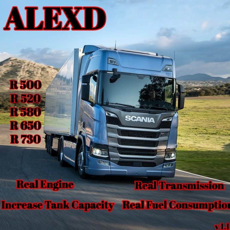 ALEXD SCANIA R REAL ENGINE AND TRANSMISSION V1.1 TUNING MOD - ETS2 Mod ...