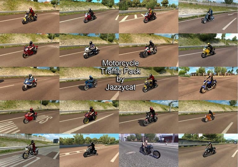 MOTORCYCLE TRAFFIC PACK BY JAZZYCAT V1.8 MOD - ETS2 Mod Download