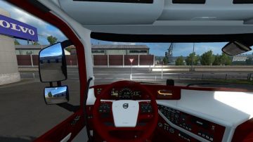 VOLVO FH12 RED AND WHITE INTERIOR V1.0 ETS2 - ETS2 Mod Download
