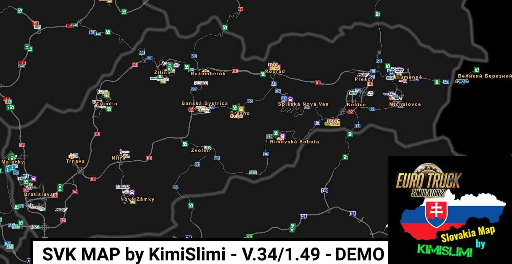 SVK MAP by KimiSlimi V.34/1.49 – DEMO - ETS2 Mod Download