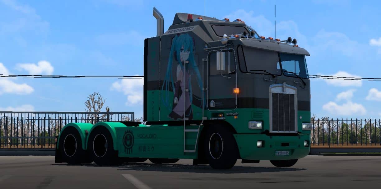 Hatsune Miku Skin For Overfloater Kenworth K100-E v1.0 - ETS2 Mod Download