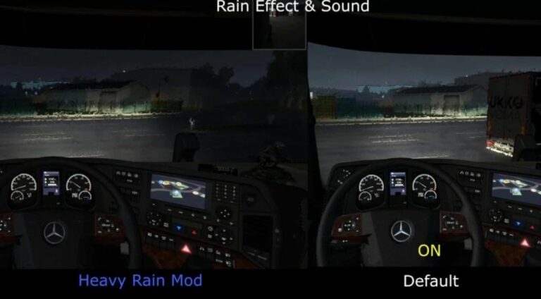 Realistic Rain v 4.8 (Old Heavy Rain) ETS2 1.38 – 1.50 - ETS2 Mod Download