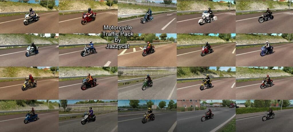 Motorcycle Traffic Pack by Jazzycat v6.5.9 - ETS2 Mod Download
