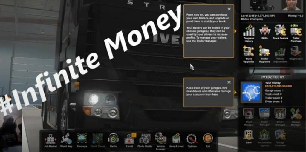 Infinity Money and XP 1.53 - ETS2 Mod Download