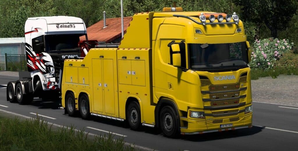 Scania NG S Wrecker Chassis Add-Ons + Trailer v1.53 - ETS2 Mod Download