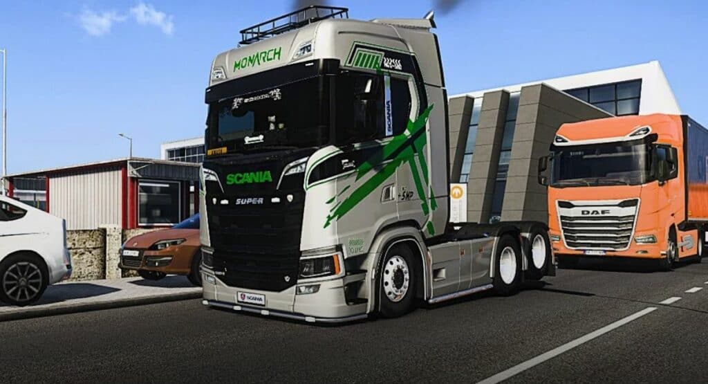 Scania S silver blue x green striped v1.0 - ETS2 Mod Download