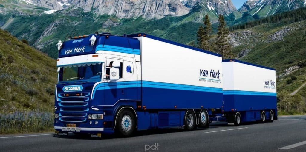 Scania R450 Van Herk + trailer v16.0 - ETS2 Mod Download